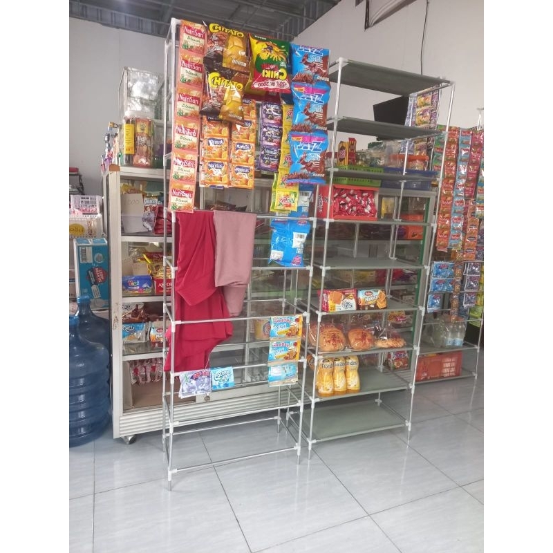 Jual rak susun besi serbaguna multifungsi 6 enam susun hijab jualan ciki sepatu | Shopee Indonesia