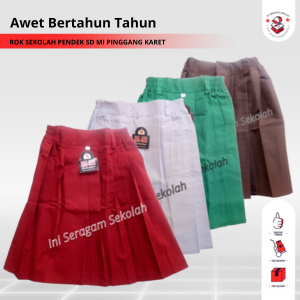 Jual Seragam Sekolah Rok Rempel Pendek Anak TK SD Madrasah Perempuan Pinggang Karet Warna Putih ...