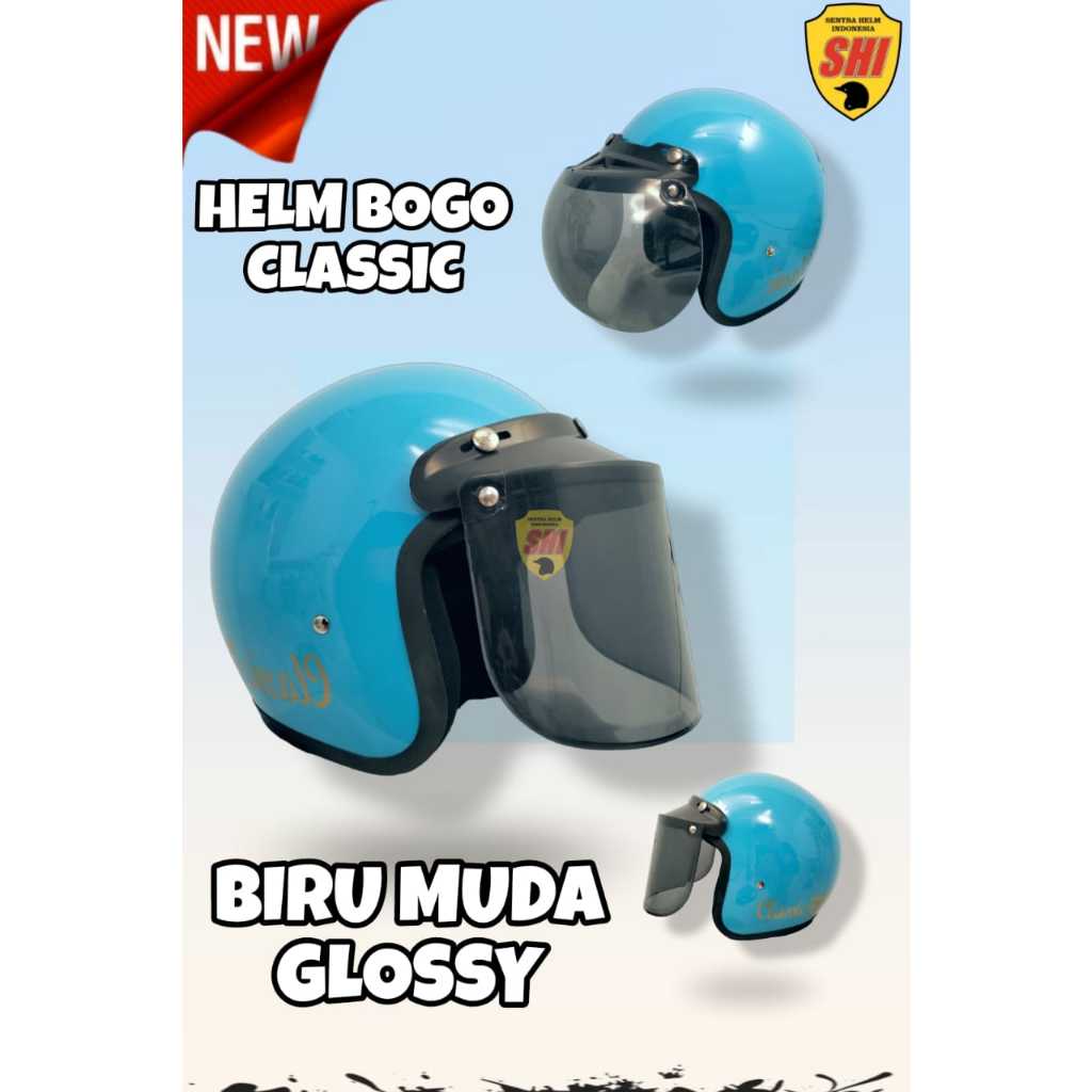 Jual HELM BOGO CLASSIK GARIS TIGA DEWASA SNI | Shopee Indonesia