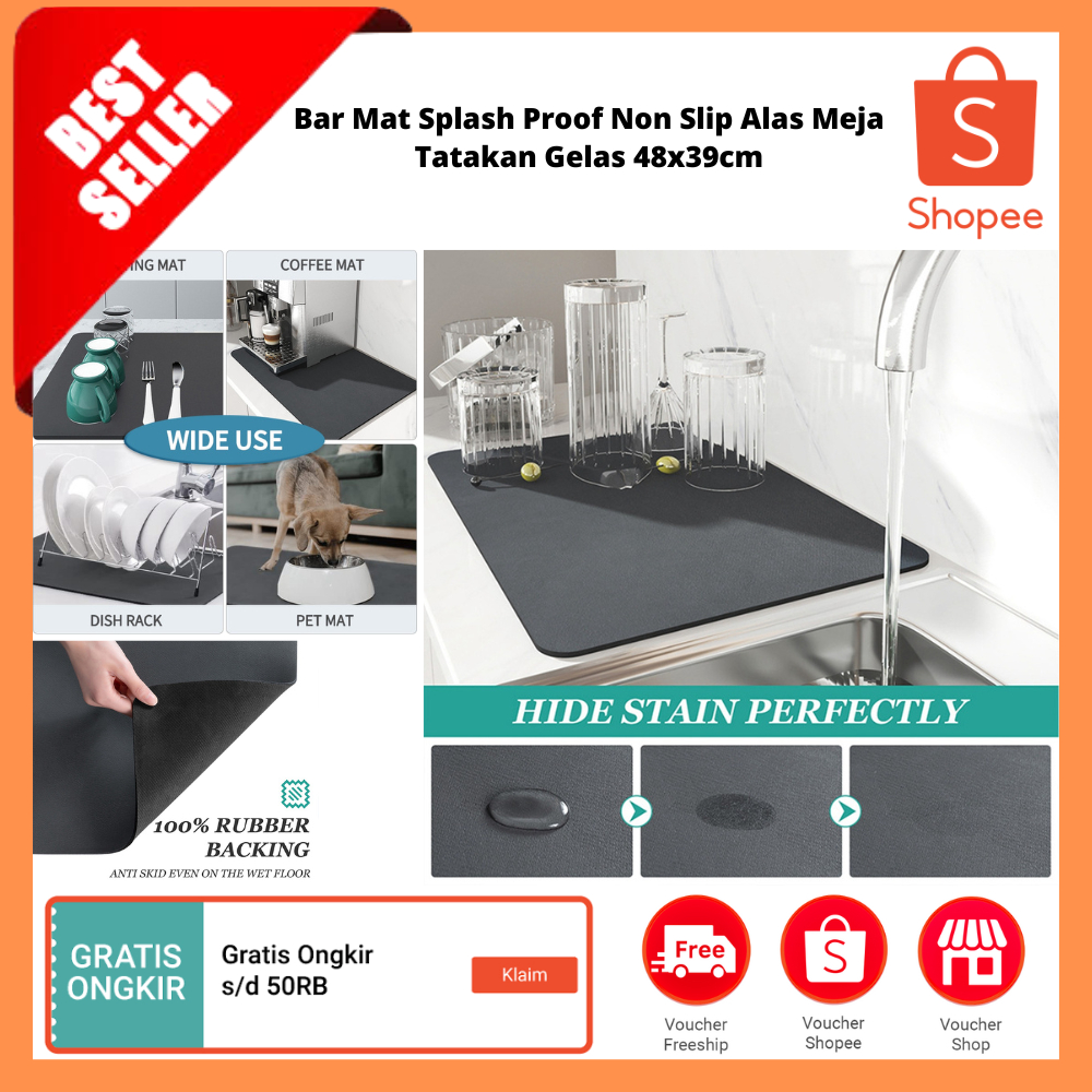 Jual Bar Mat Splash Proof Non Slip Alas Meja Tatakan Gelas 48x39cm ...