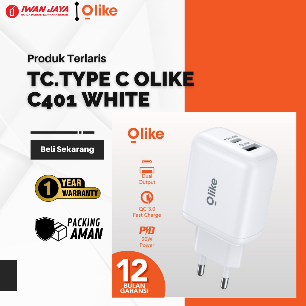 Jual CHARGER TYPE C OLIKE C401 WHITE | Shopee Indonesia