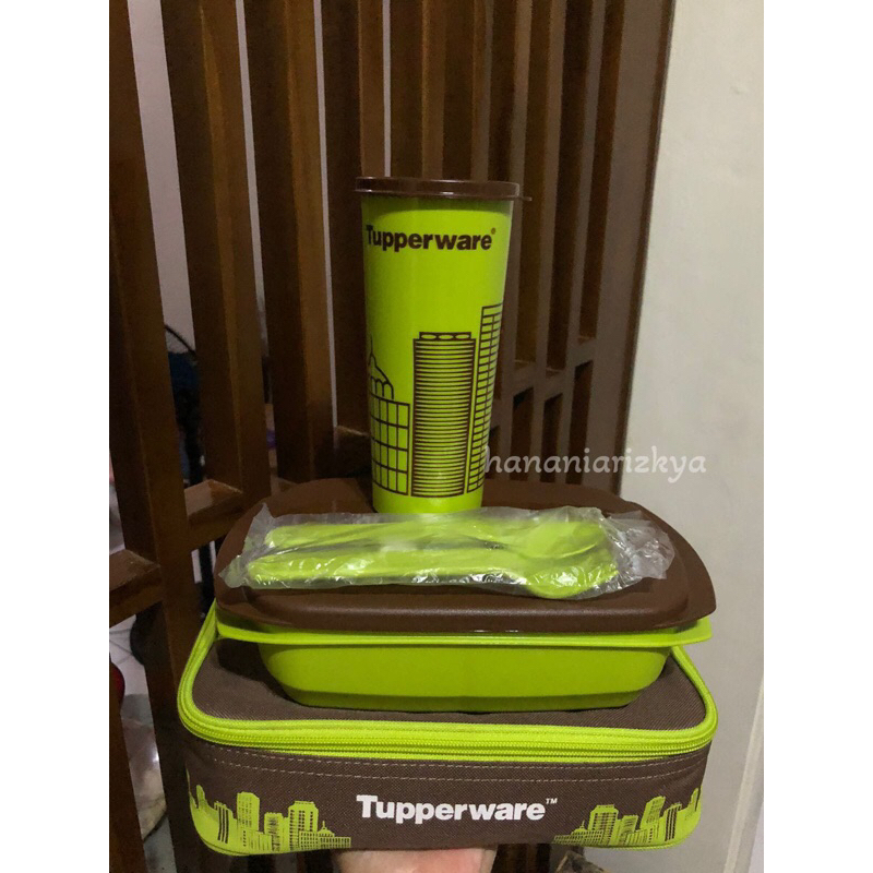 Jual set byo tas tempat makan sedok garpu new tupperware | Shopee Indonesia