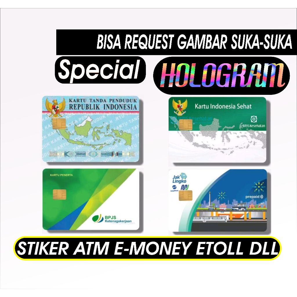 Jual Stiker Sticker Kartu Atm Skin card spesial hologram Laminating ...