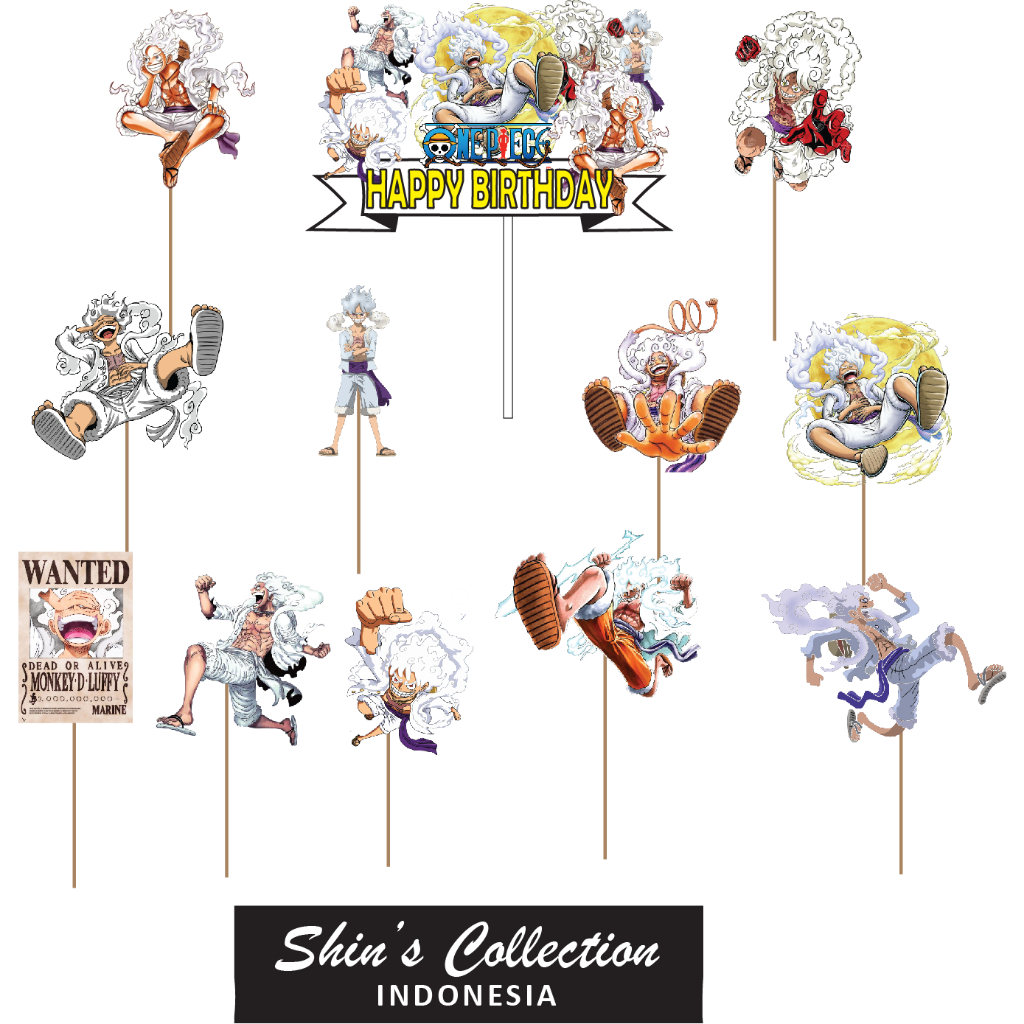 Jual Cake topper Luffy Gear 5 solo isi 11 pcs | Shopee Indonesia