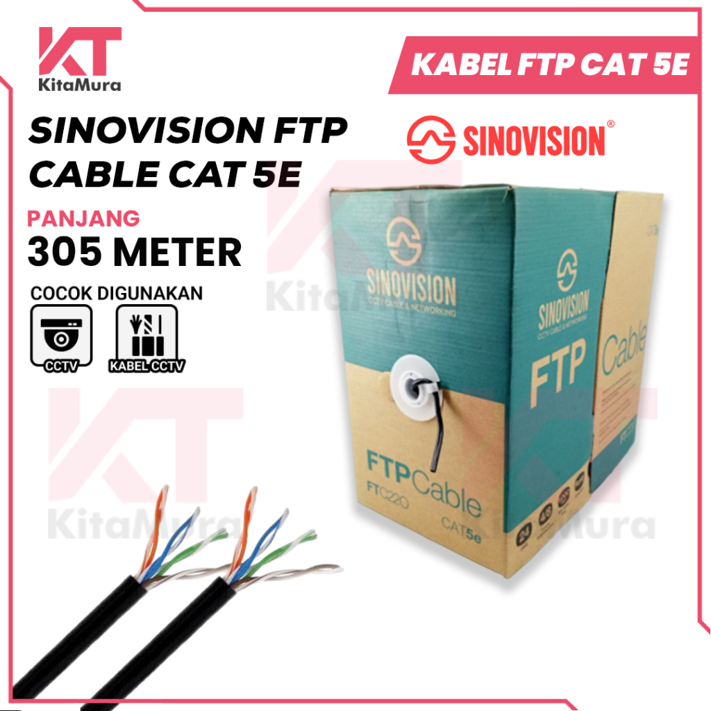 Jual KABEL LAN FTP OUTDOOR CAT 5e, SINOVISION OUTDOOR 305M | Shopee Indonesia