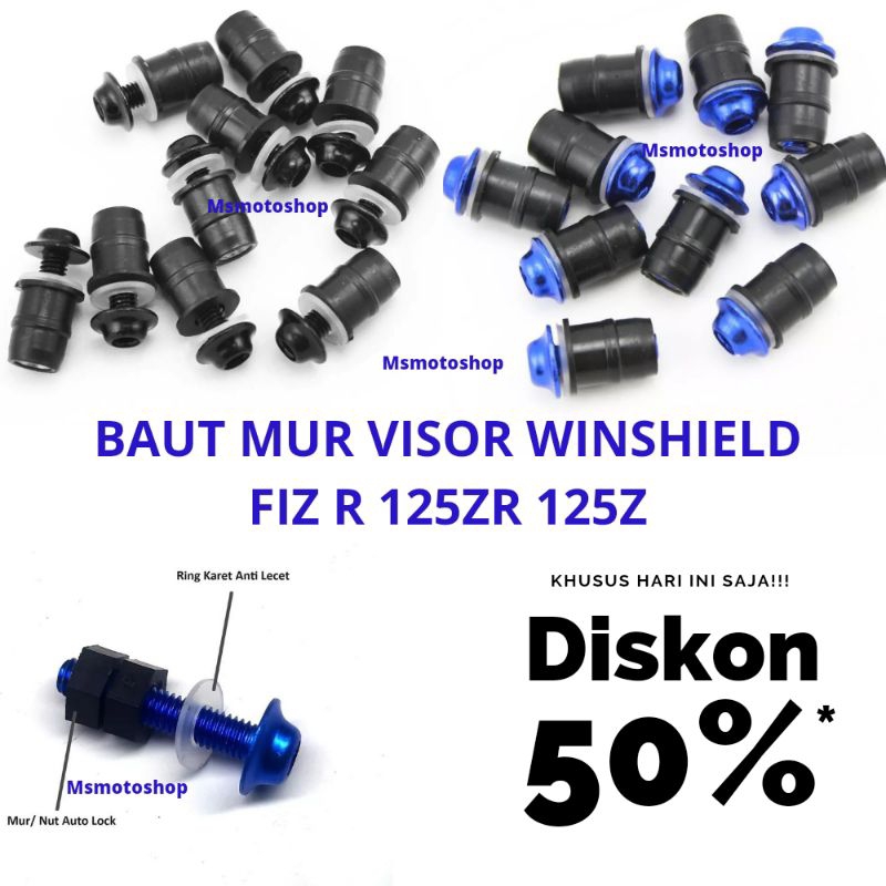 Jual BAUT MUR WINSHIELD VISOR FIZ R 125ZR 125Z HARGA 1 BIJI BAUT ...