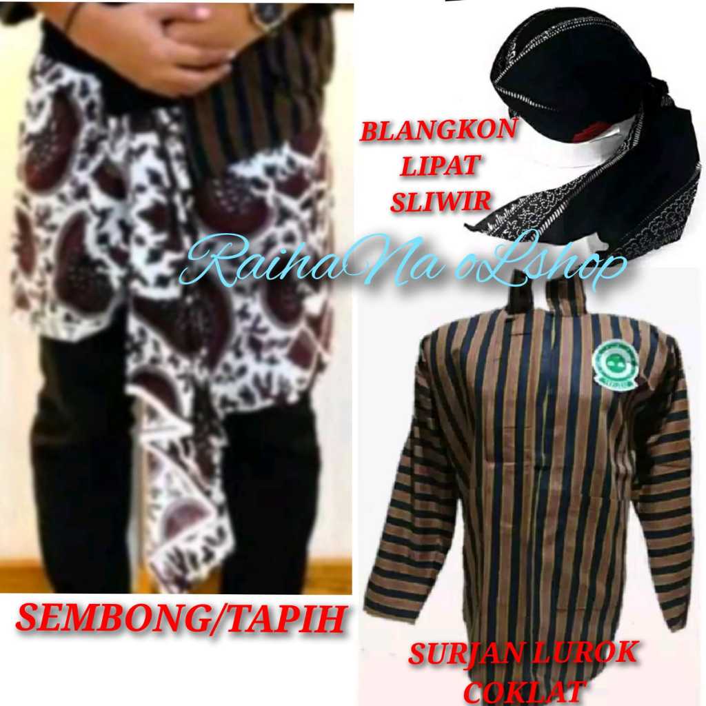 Jual BAJU ADAT PRIA/LAKI | SURJAN LURIK COKLAT + BLANGKON LIPAT SLIWIR + SEMBONG/TAPIH | SETELAN ...