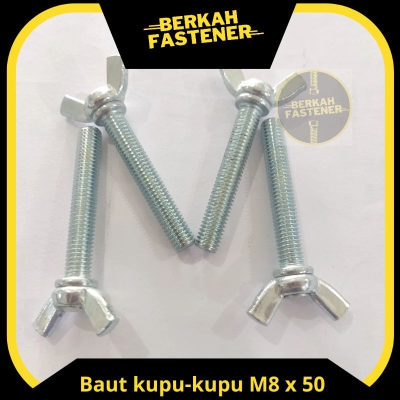 Jual Baut kupu - kupu / wingbolt M8 x 50 mm / 5 cm | Shopee Indonesia