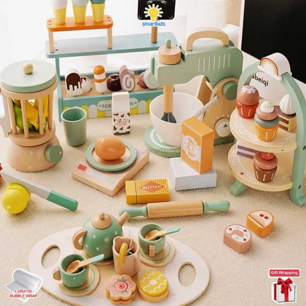 Jual Mainan Masak Masakan Anak Kayu Set Wooden Cooking Kitchen Dapur ...