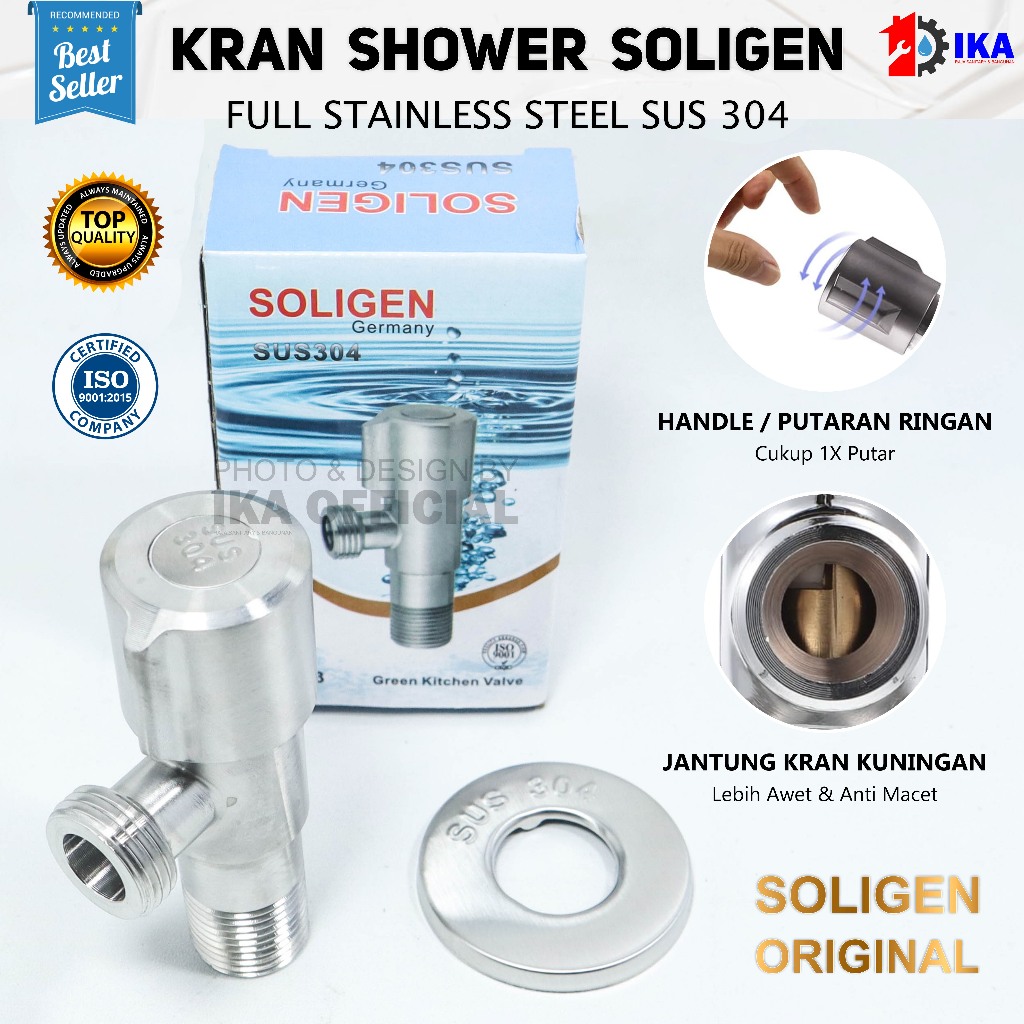 Jual Stop Kran Kloset 1 Cabang Single Stainless Jet Shower Soligen ...