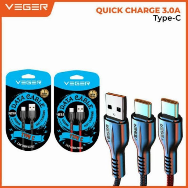 Jual Kabel data VEGER VG-18 MICRO / TYPE-C / LIGHTING QC3.0 fast charging | Shopee Indonesia