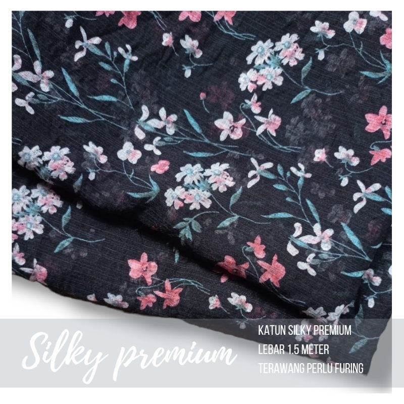 Jual kain katun silk premium motif bunga bahan silky premium | Shopee ...