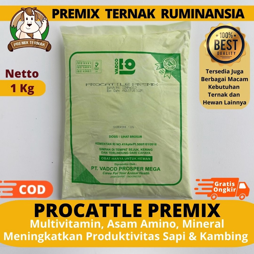 Jual PROCATTLE PREMIX 1 KG VADCO - PRO CATTLE Premix Mineral Vitamin ...