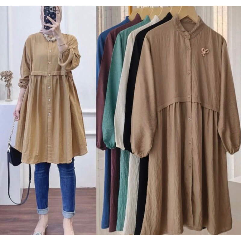 Jual TUNIK BAHAN POLO LINEN ADEM | Shopee Indonesia