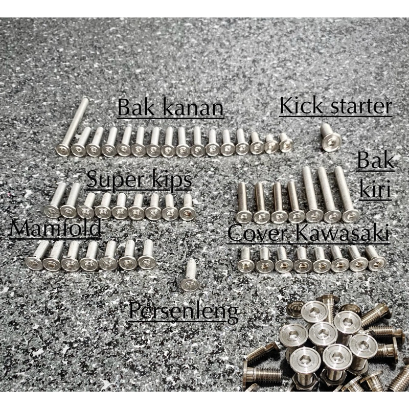 Jual baut stainless mesin ninja R SS RR set custom slim ulir motif B | Shopee Indonesia