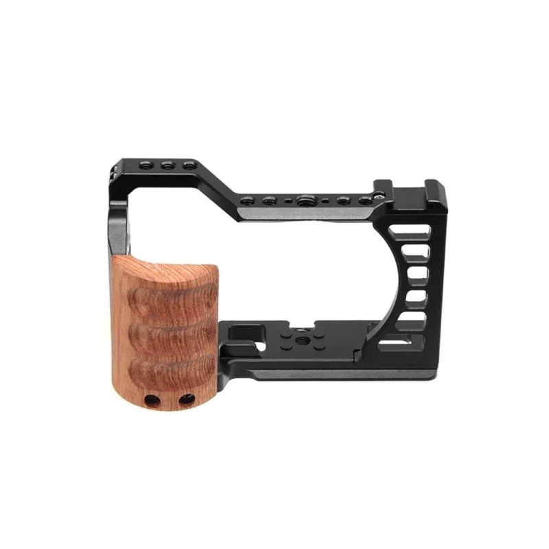 Jual rig cage wood hand grip wooden camera SONY A7C bracket stabilizer ...