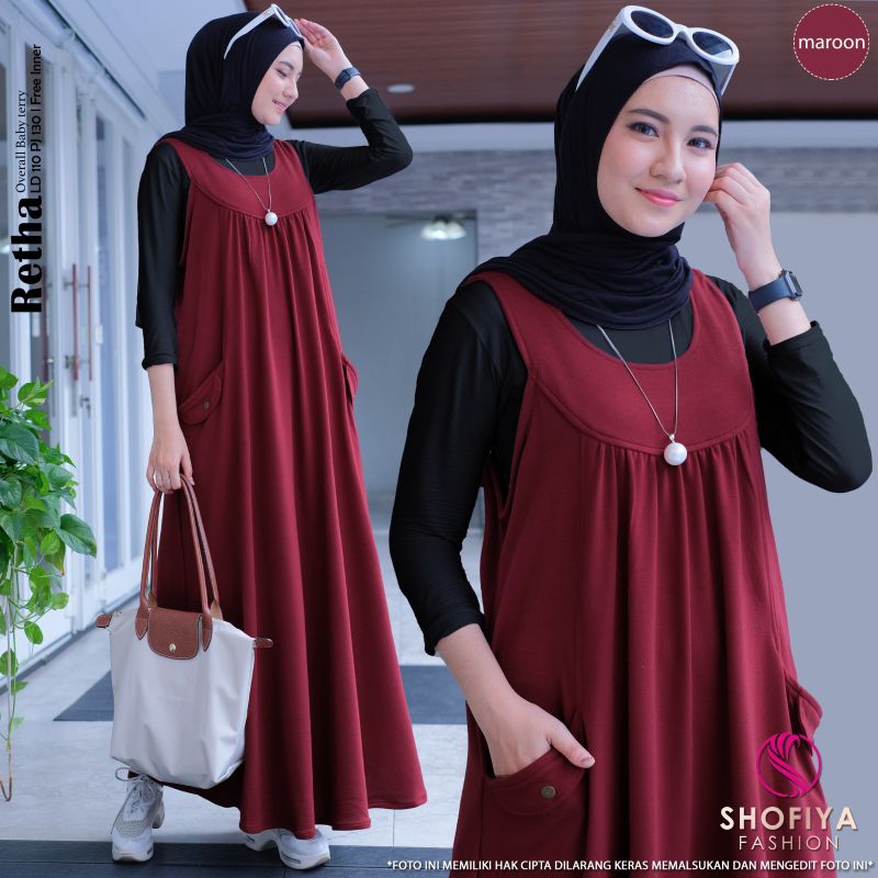 Jual (NEW) OVERALL WANITA FASHION MUSLIM // DINDA OVERALL - RETHA SET BY SHOFIYA | Shopee Indonesia