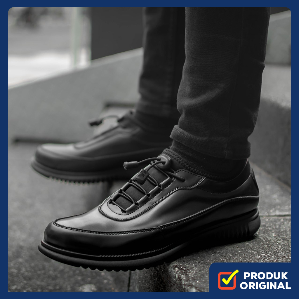 Jual WAVE BLACK ORIGINAL x VOLVE PROJECT Sepatu Formal Full Hitam Tali Pria Pantofel Kerja ...