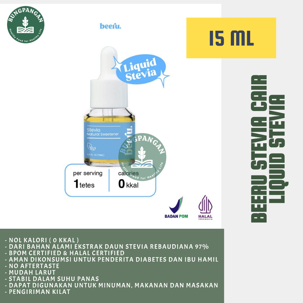 Jual Beeru Stevia Cair Natural Sweetener - 15mL Pemanis Alami Tanpa ...