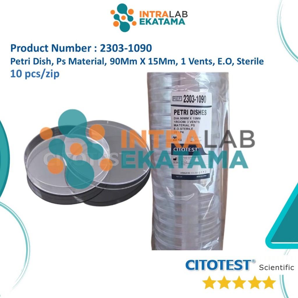 Jual 2303-1090 Petri Dish, Ps Material, 90Mm X 15Mm, 1 Vents, E.O ...