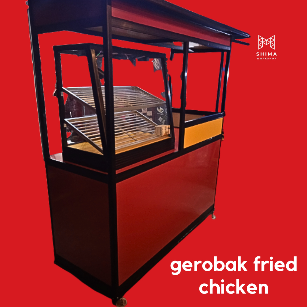 Jual gerobak fried chicken aluminium bonus lampu pemanas | Shopee Indonesia