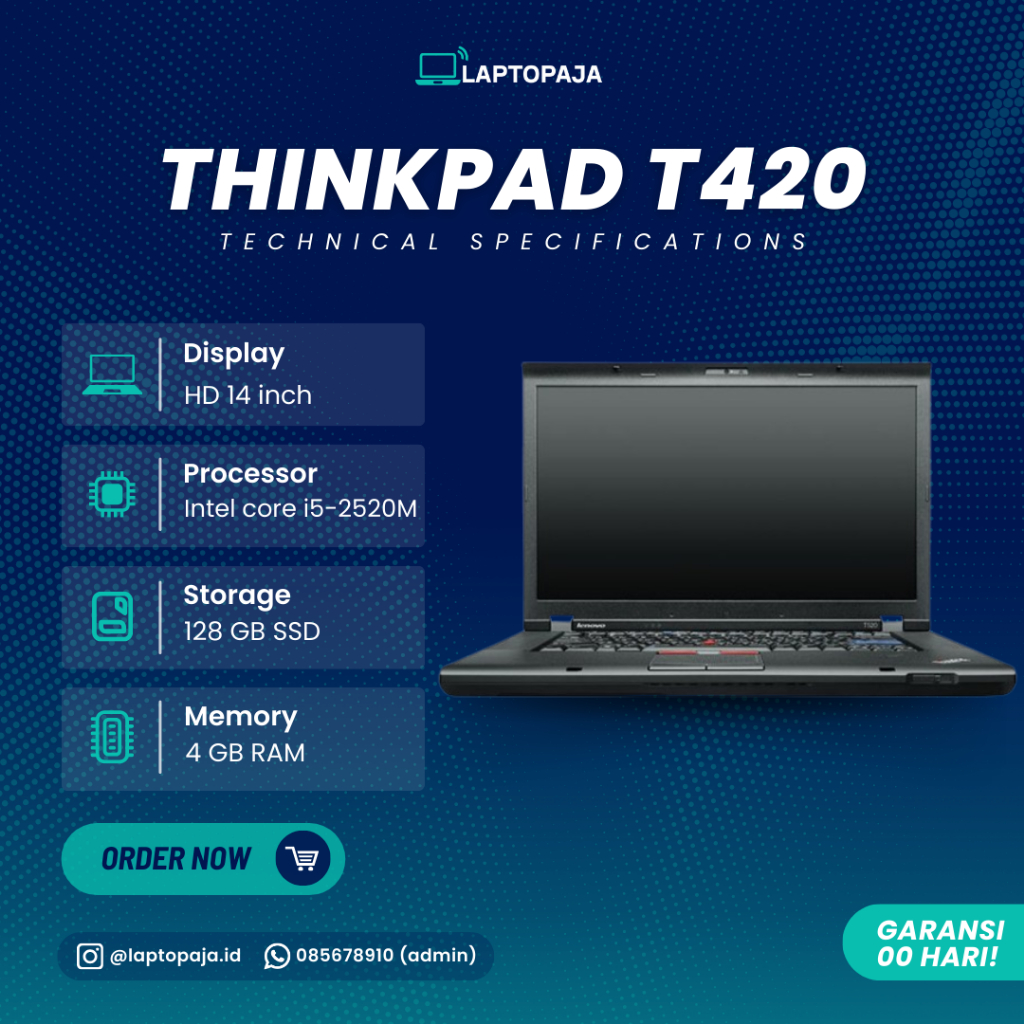 Jual LENOVO THINKPAD T420 CORE I5-2520M RAM 4GB/128 GB SSD | Shopee Indonesia