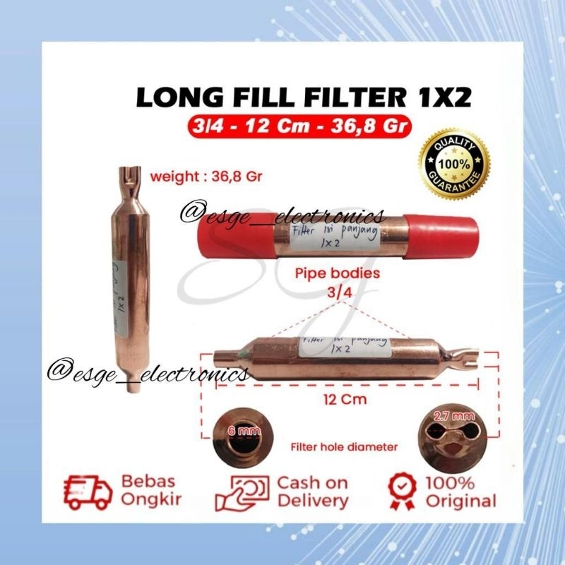 Jual FILTER KULKAS ISI PANJANG 12CM FILTER KULKAS 1X2 BODY 3/4 FILTER ...