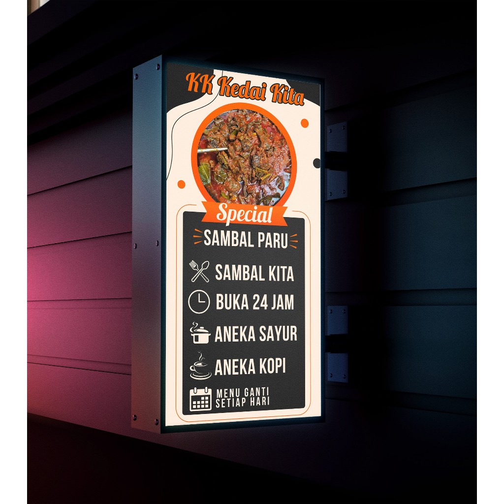 Jual Neon Box Indoor Outdoor Ukuran 50cm x 70cm Premium Custom 2 Sisi ...