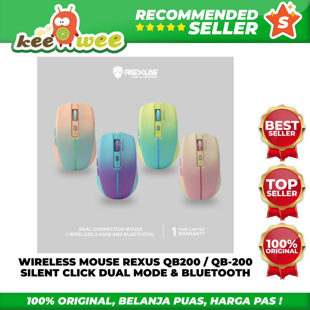 Jual WIRELESS MOUSE REXUS QB200 / QB-200 SILENT CLICK DUAL MODE ...