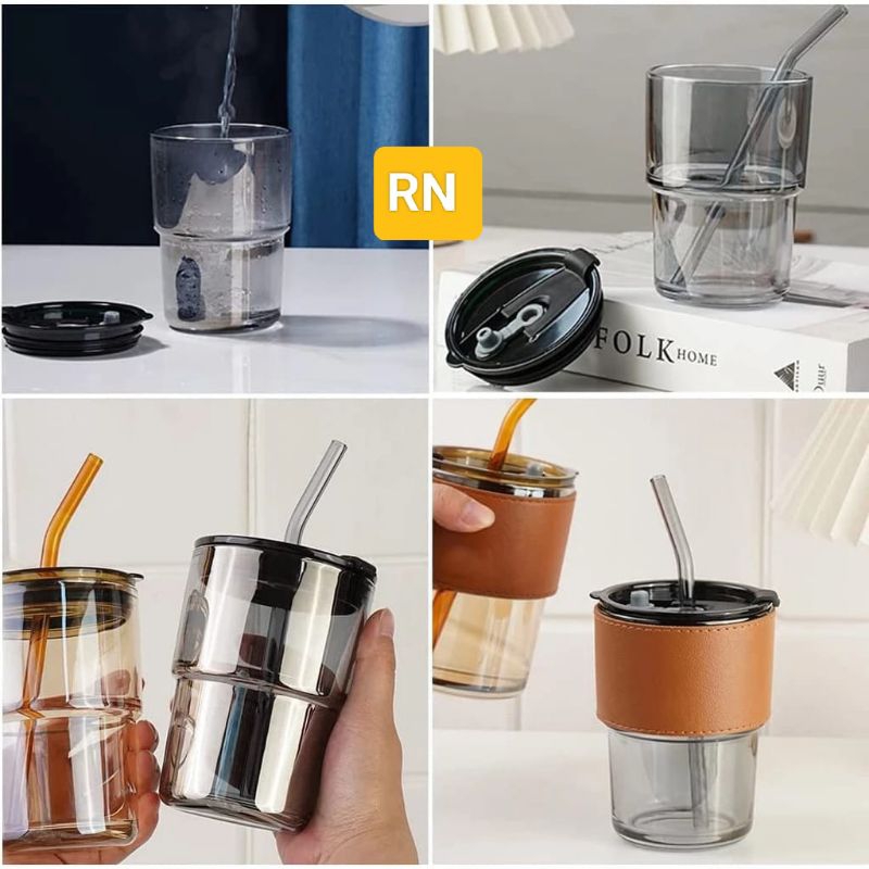 Jual Tumbler kaca Aestetic, botol kaca elegan, botol minum praktis ...