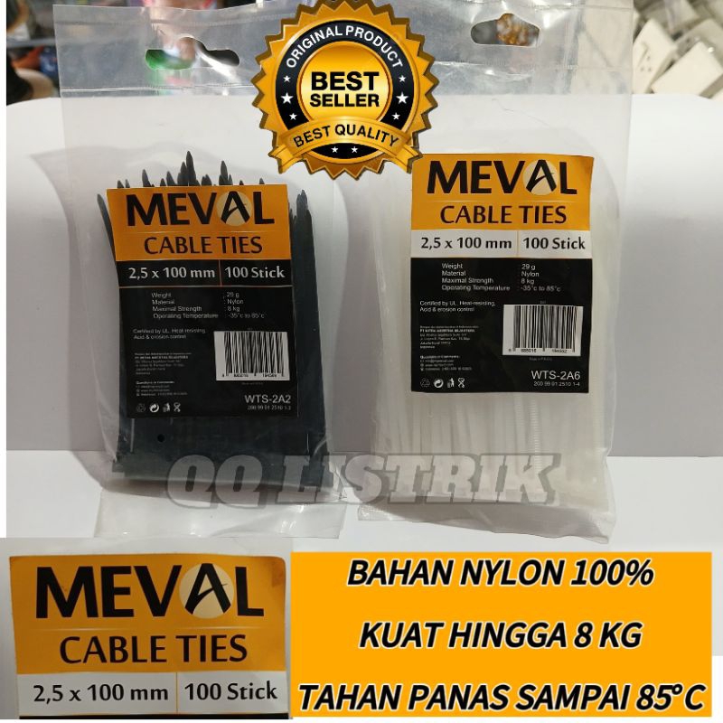 Jual [GROSIR] MEVAL CABLE TIES NYLON 2,5 X 100 MM, kabel tis meval 10cm ...