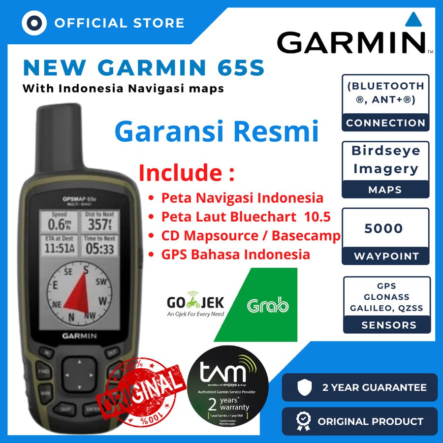 Jual Garmin 65s GPS Map Bahasa Indonesia Free Peta Indonesia (Original) - Produk Inter | Shopee ...