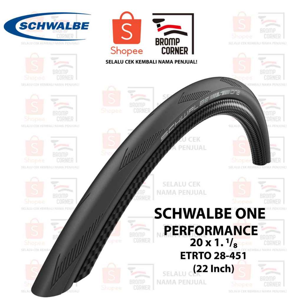 Jual SCHWALBE BAN LUAR ONE 20 x 1. 1per8 WIRED ETRTO 28-451 BLACK | Shopee Indonesia