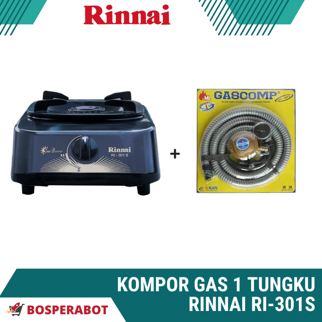 Jual KOMPOR GAS 1 TUNGKU Rinnai RI-301S Kompor Gas Hitam [ 1 Tungku ...