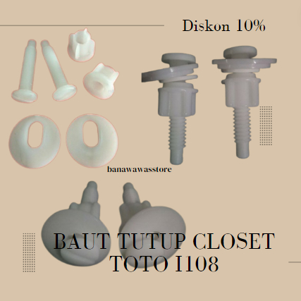Jual Promo baut tutup closet toto i108 / baut seat cover toilet kloset ...