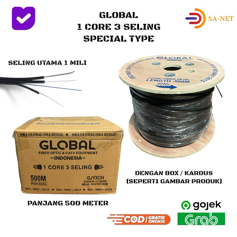 Jual Global 1 Core 3 Seling 500m Kabel Fo Fiber Optic Dropcore 1 Core