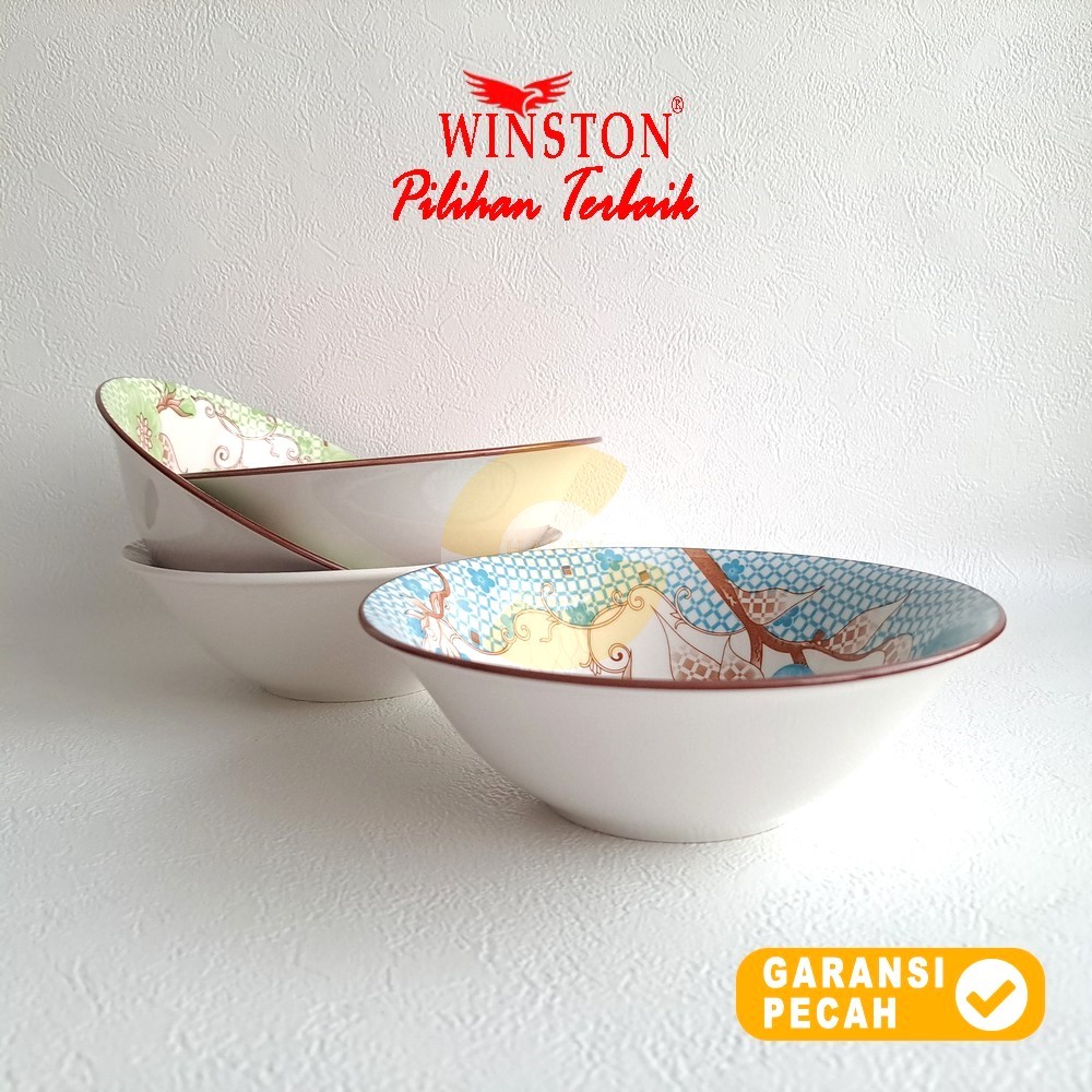 Jual WINSTON 1pcs Bowl Keramik 7in Peony Biru Mangkok Makan Dalam 18cm ...