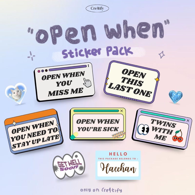 Jual Sticker open when custom label nama ide hadiah ulang tahun viral ...