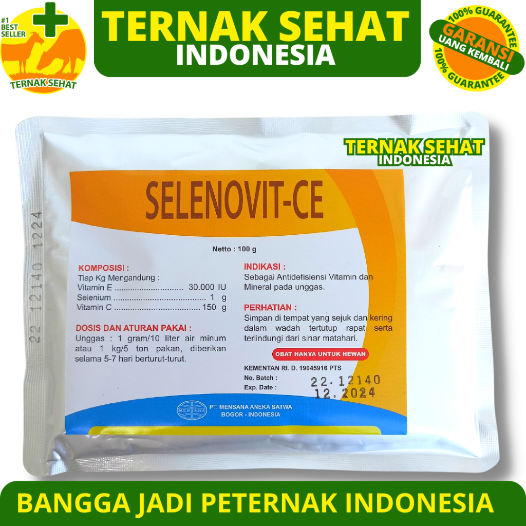 Jual SELENOVIT CE 100 gram - Vitamin Mineral Ayam Unggas Selenium Vit C ...