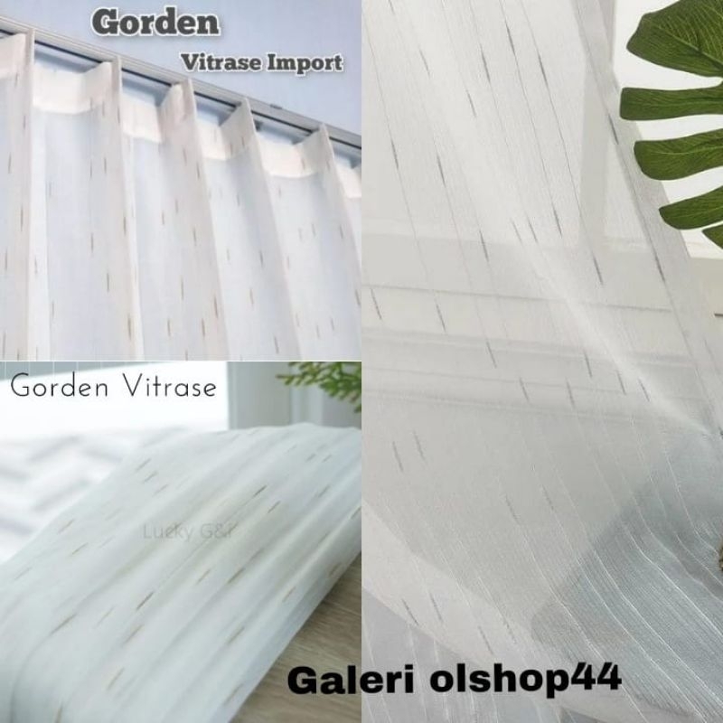 Jual Vitrase gorden import varian warna silver gold motif bergaris premium | Shopee Indonesia