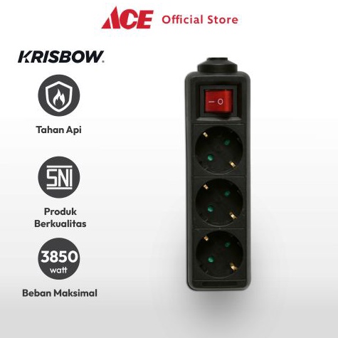 Jual dc Ace Krisbow Stop Kontak 3 Socket KfB3Kp Hitam Electric Socket ...