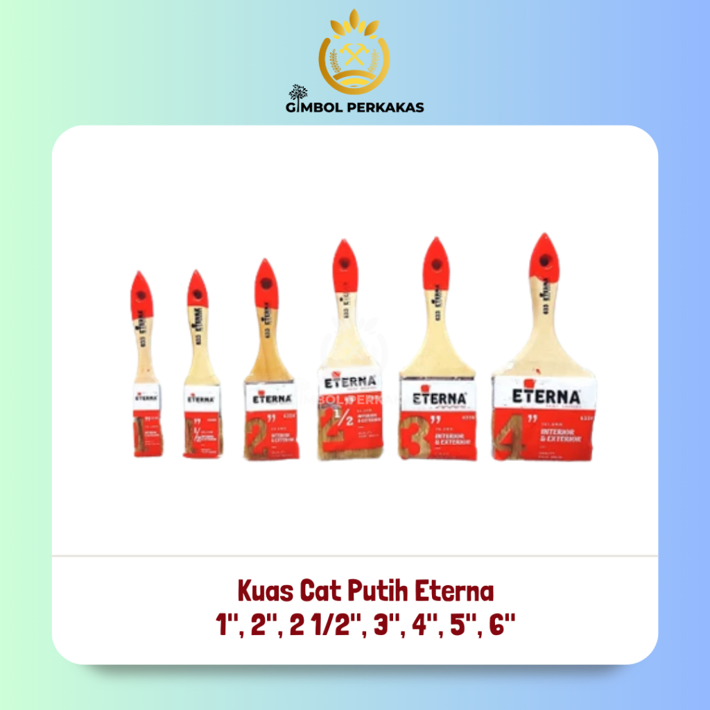 Jual ECER Kuas Cat Tembok Dinding ETERNA 633 (OREN) ukuran 1", 1 1/2 ...