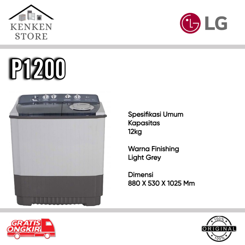 Jual MESIN CUCI LG 2 TABUNG P1200RT 12KG | Shopee Indonesia
