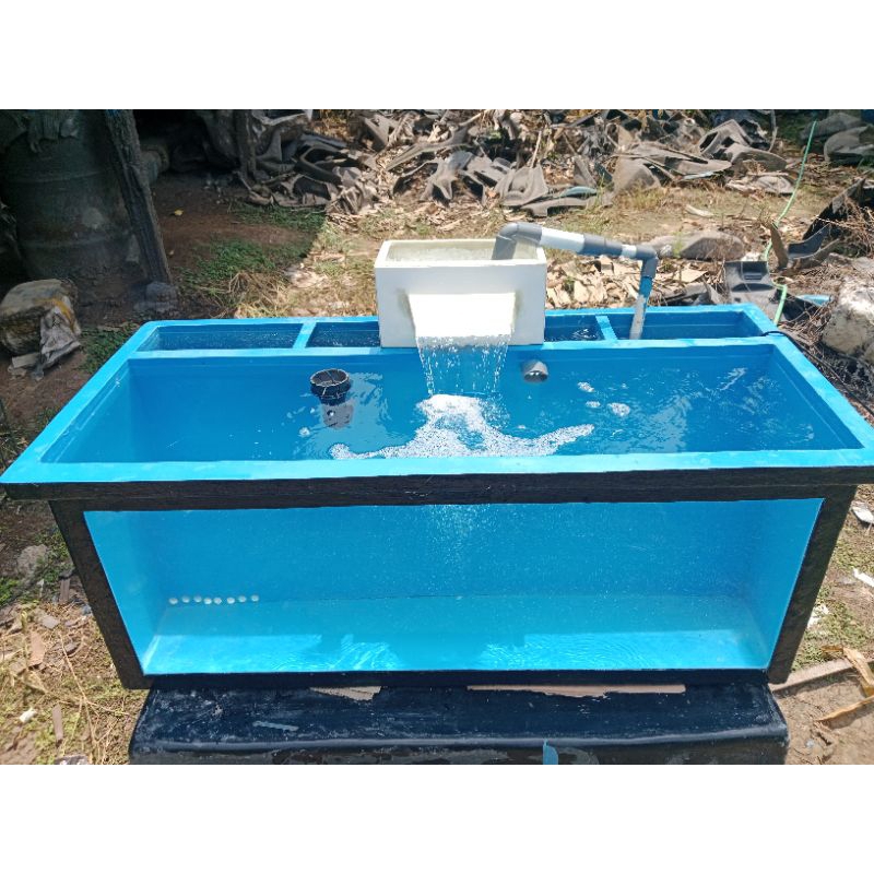 Jual kolam ikan fiber glass kaca size 120*50*50+waterfall+pompa tinggal ...