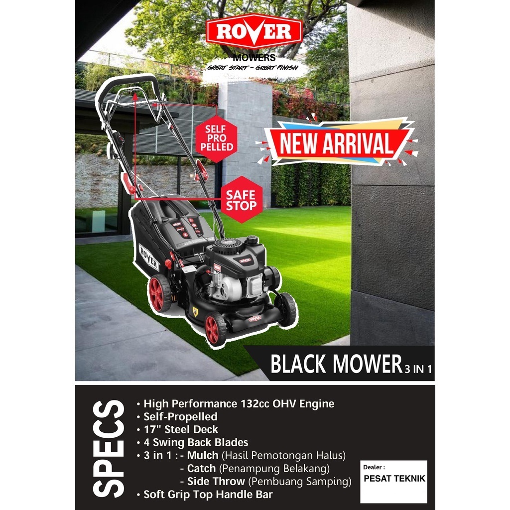 Jual Mesin Potong Rumput Dorong Rover Black Mower 3in1 | Shopee Indonesia