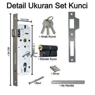 Jual Handle gagang pintu set kunci hitam list chrome model pisah gagang ...