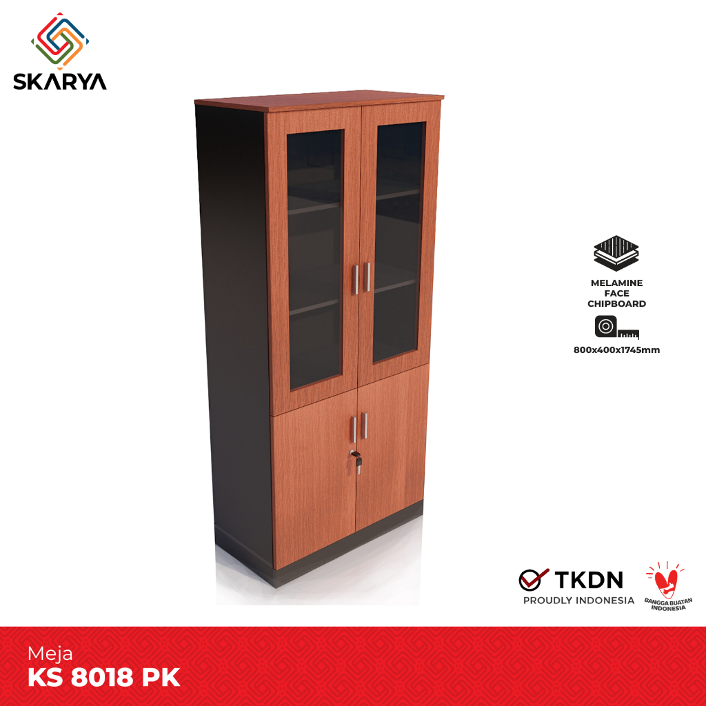 Jual Lemari Arsip Kantor Lemari Kayu Rak Arsip Dengan Kaca K 8018 PK ...
