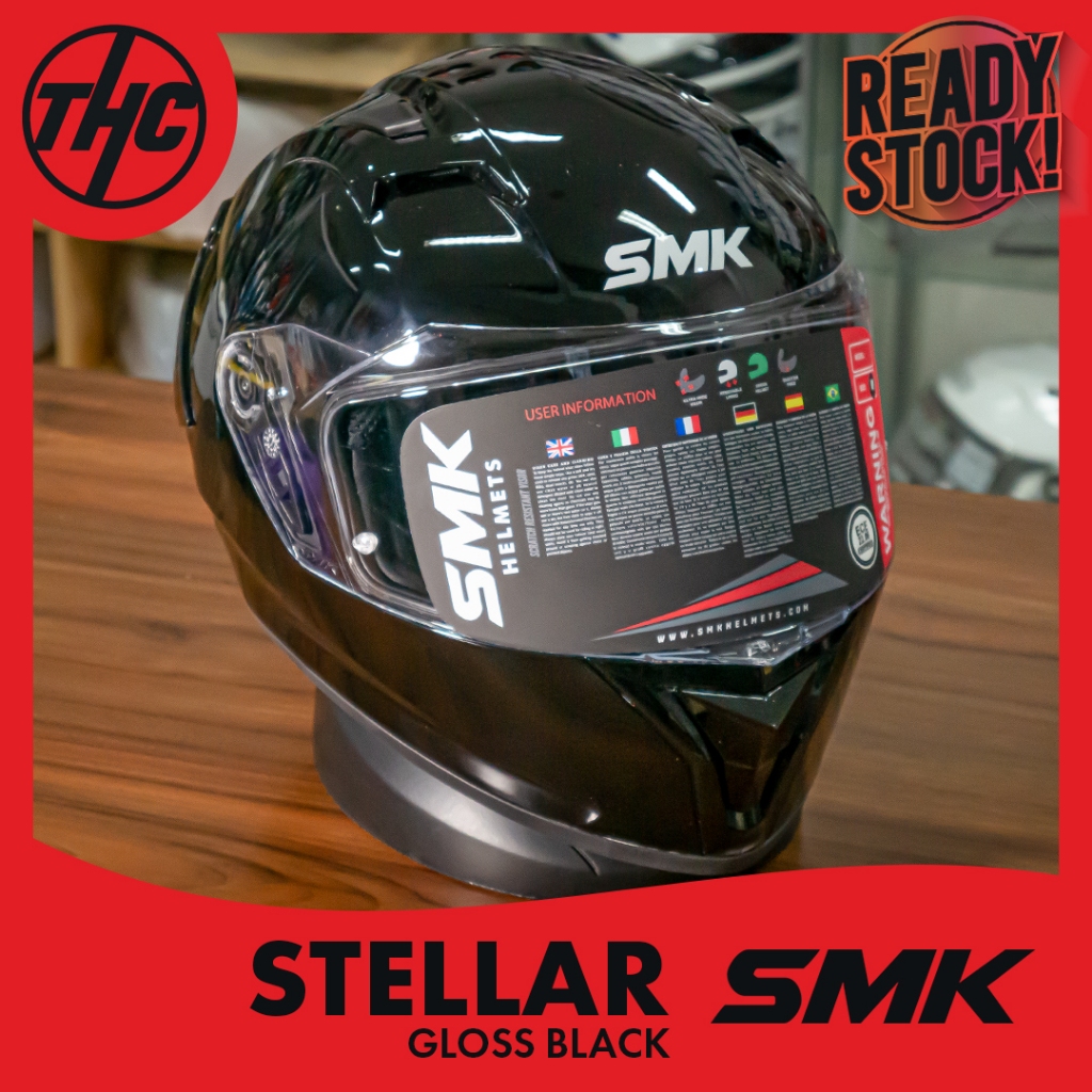 Jual HELM SMK STELLAR BLACK GLOSS FULL FACE HELMET | Shopee Indonesia