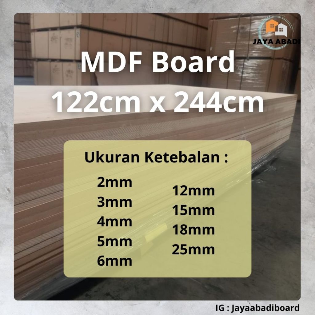 Jual MDF Board / Papan MDF Kayu Olahan 122cm x 244cm Ketebalan 5mm s/d ...
