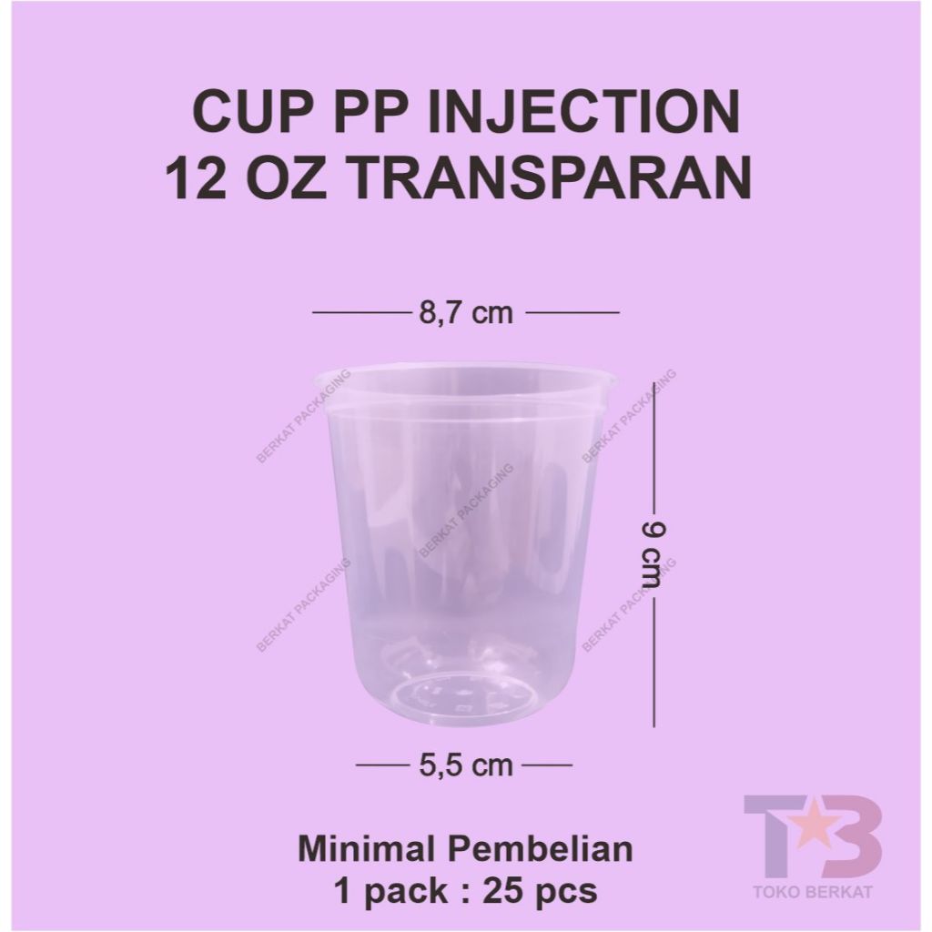 Jual CUP PP INJECTION Oval 12 Oz PLUS TUTUP 360ml isi 25 PCS / Thinwall ...